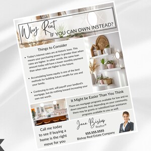 Real Estate Prospecting Flyer Why Rent Real Estate Marketing | Etsy