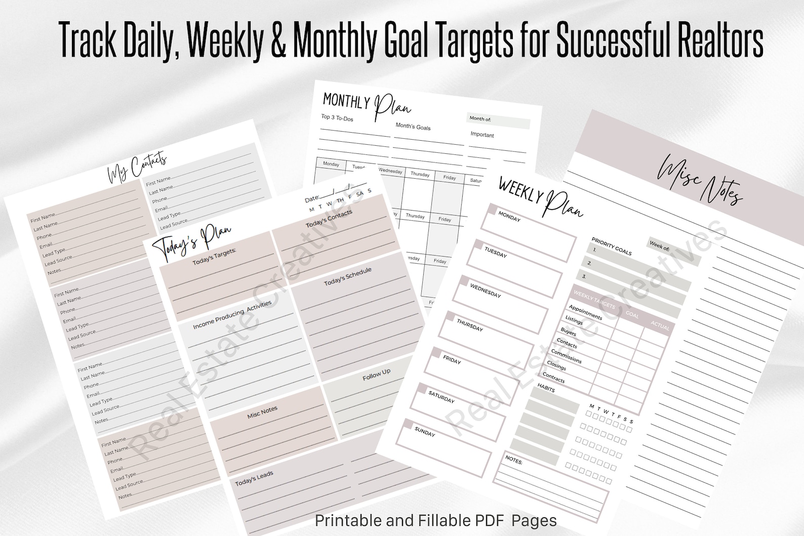 Real Estate Agent Daily Planner Realtor Goal Tracker Planner | Etsy