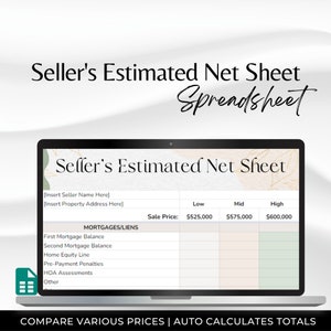 Real Estate Sellers Estimated Net Proceeds Spreadsheet, Sellers Net ...