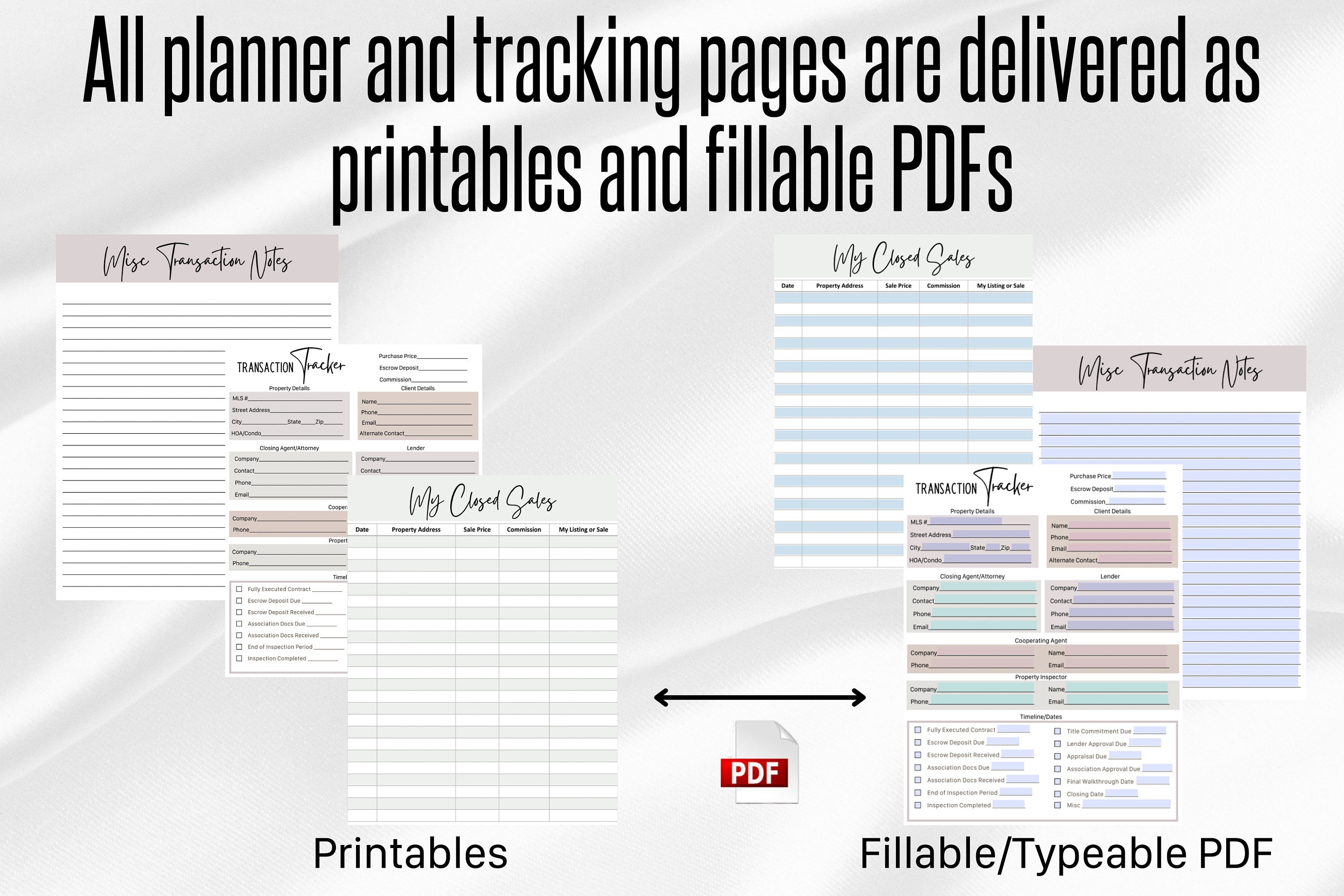 Real Estate Transaction Tracker & Real Estate Agent Planner, Closed ...