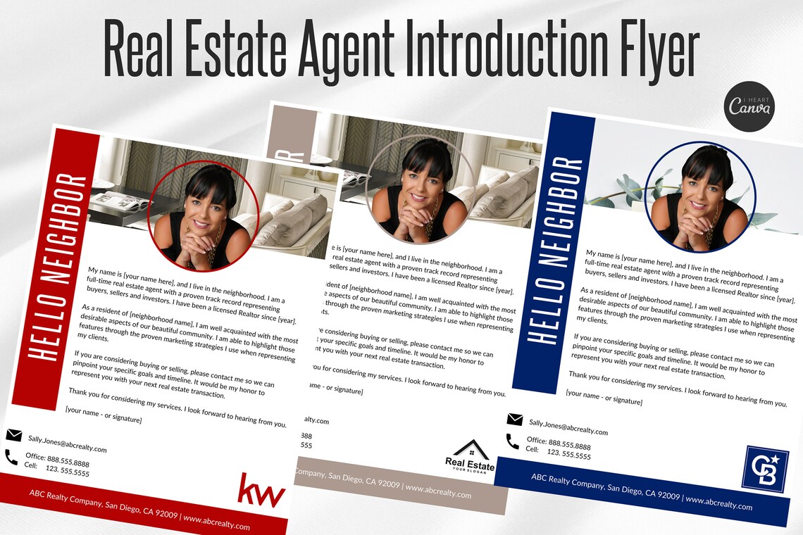 Realtor Hello Neighbor Flyer Template, Real Estate Agent Introduction ...