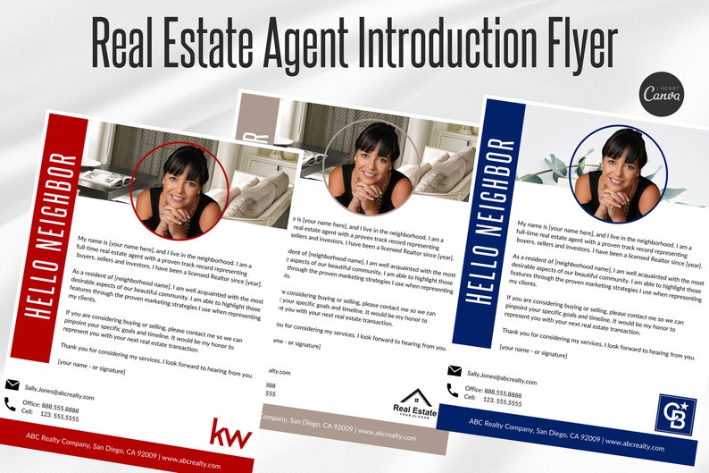 Realtor Hello Neighbor Flyer Template, Real Estate Agent Introduction ...