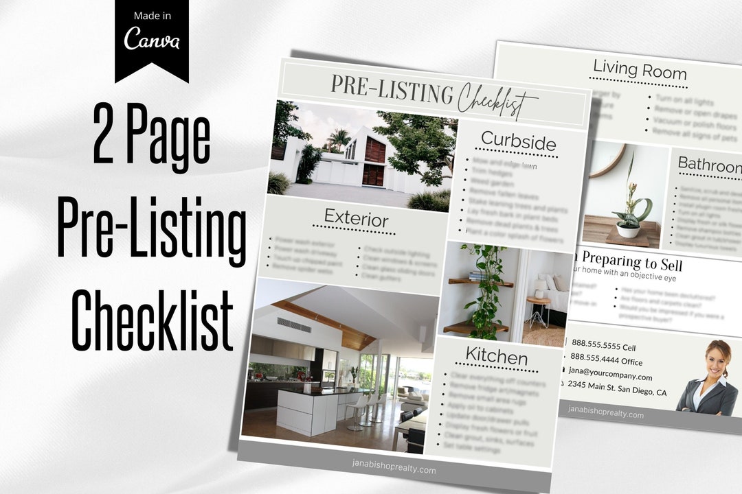 Pre-listing Checklist, Real Estate Sellers Checklist, Home Staging ...