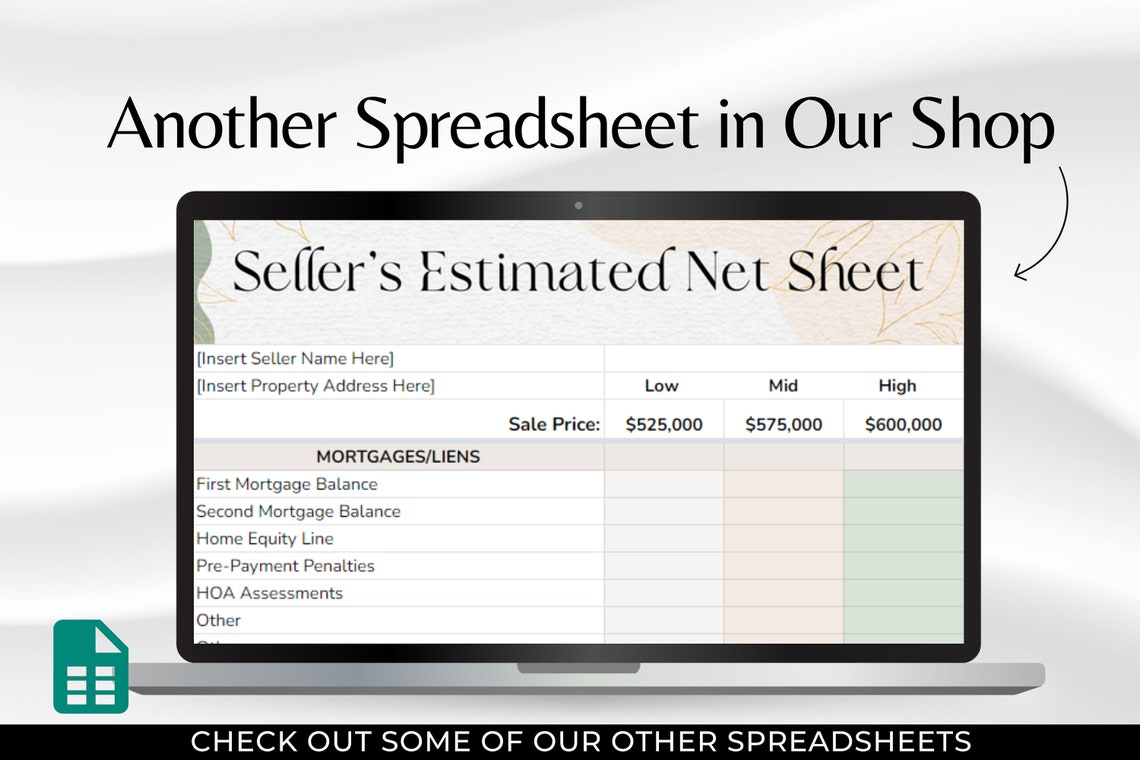 House Hunting Spreadsheet, Spreadsheet for Realtor, House Hunting ...
