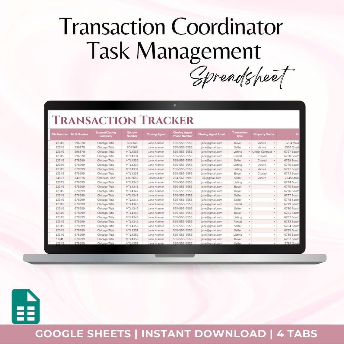 Real Estate Transaction Coordinator Spreadsheet, Transaction ...