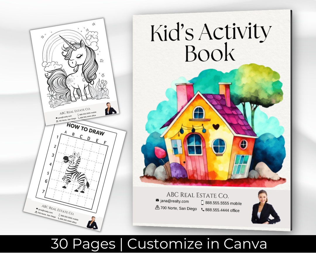 Real Estate Kid's Printable Activity Book, Open House Printable ...