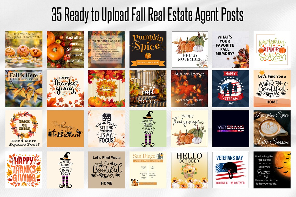 Real Estate Fall Social Media Real Estate Fall Post Real - Etsy