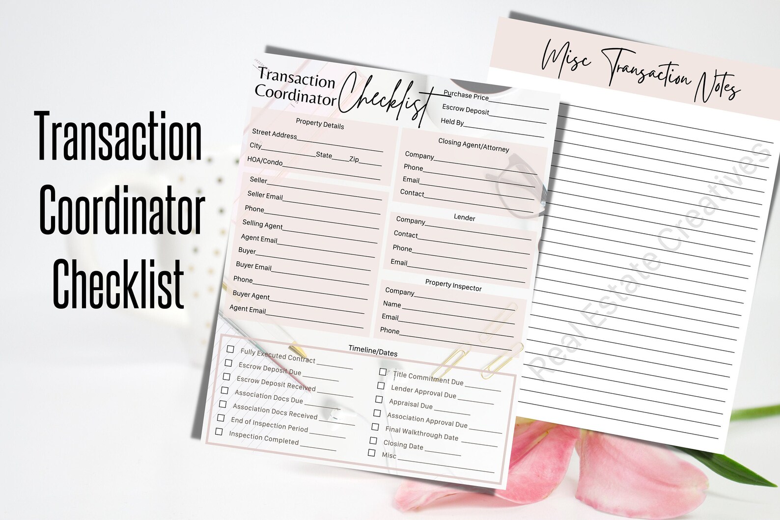 Real Estate Transaction Coordinator Tracking Sheet, Real Estate ...
