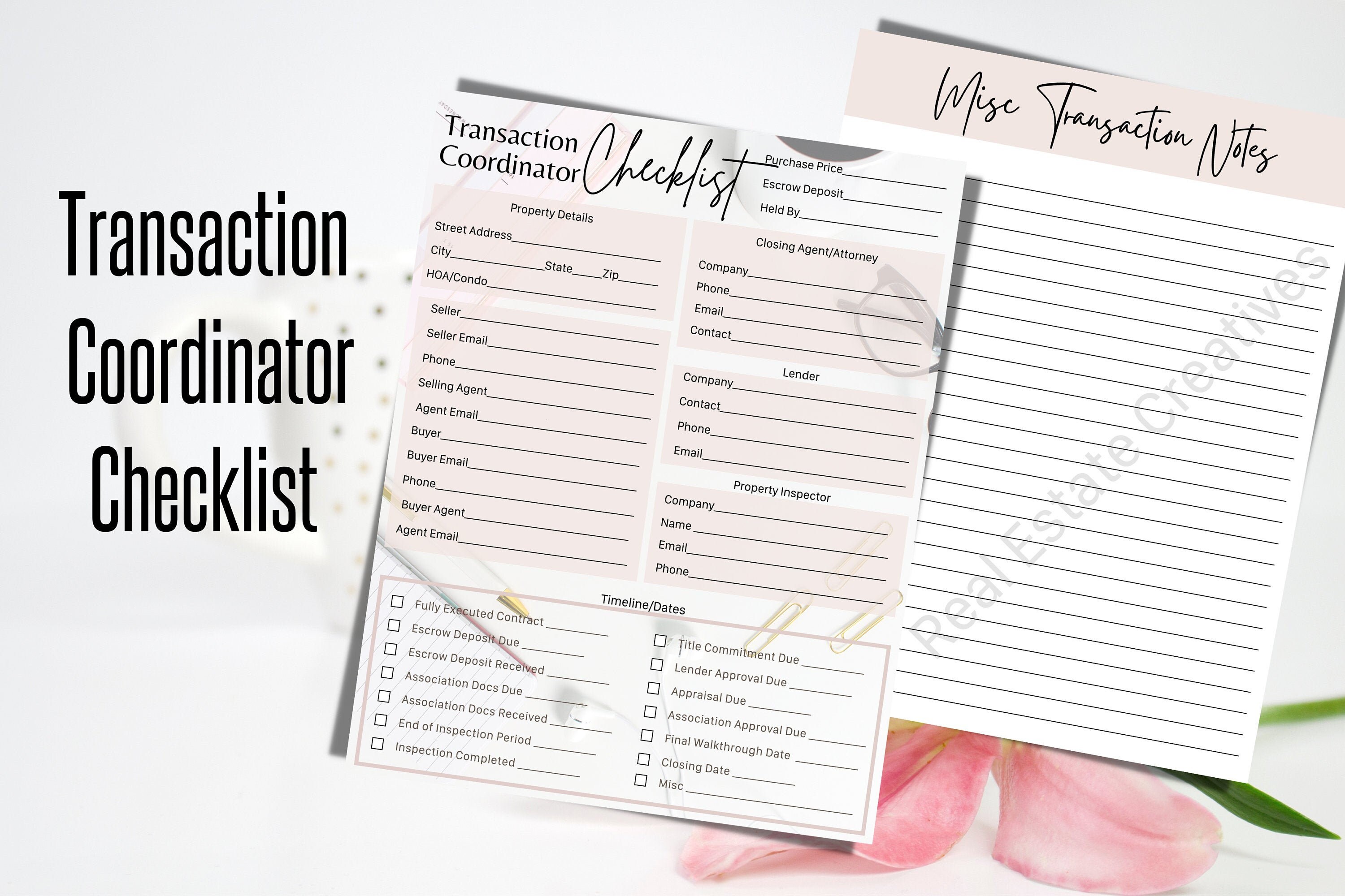 Real Estate Transaction Coordinator Tracking Sheet, Real Estate ...