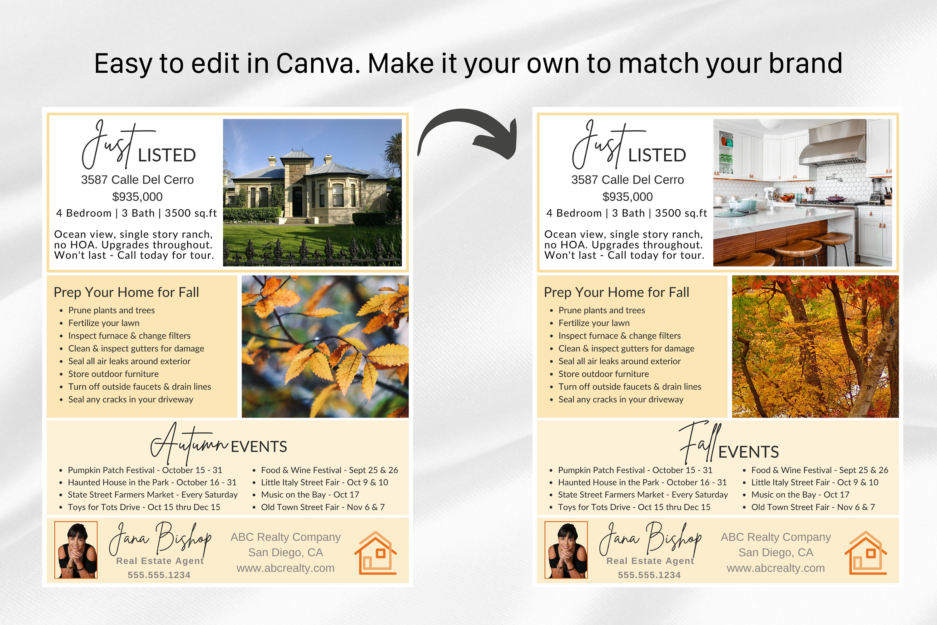 Real Estate Fall Newsletter Template, Realtor Newsletter, Real Estate ...