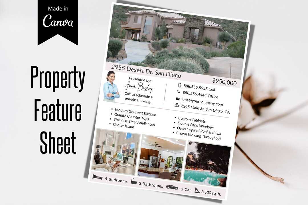 Real Estate Home Feature Sheet, Property Feature Flyer, Real Estate ...