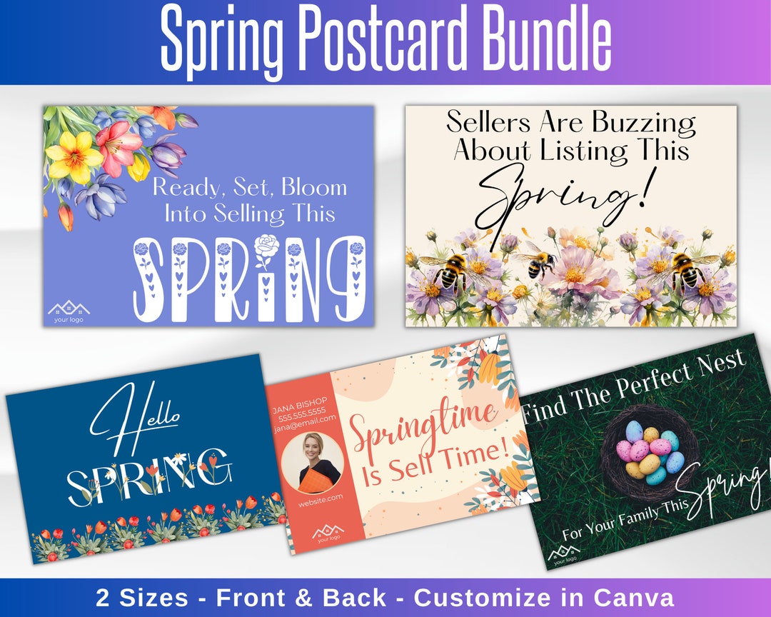 Real Estate Spring Postcard Template Bundle, Spring Postcard Marketing ...