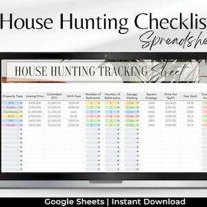 House Hunting Spreadsheet, Spreadsheet for Realtor, House Hunting ...