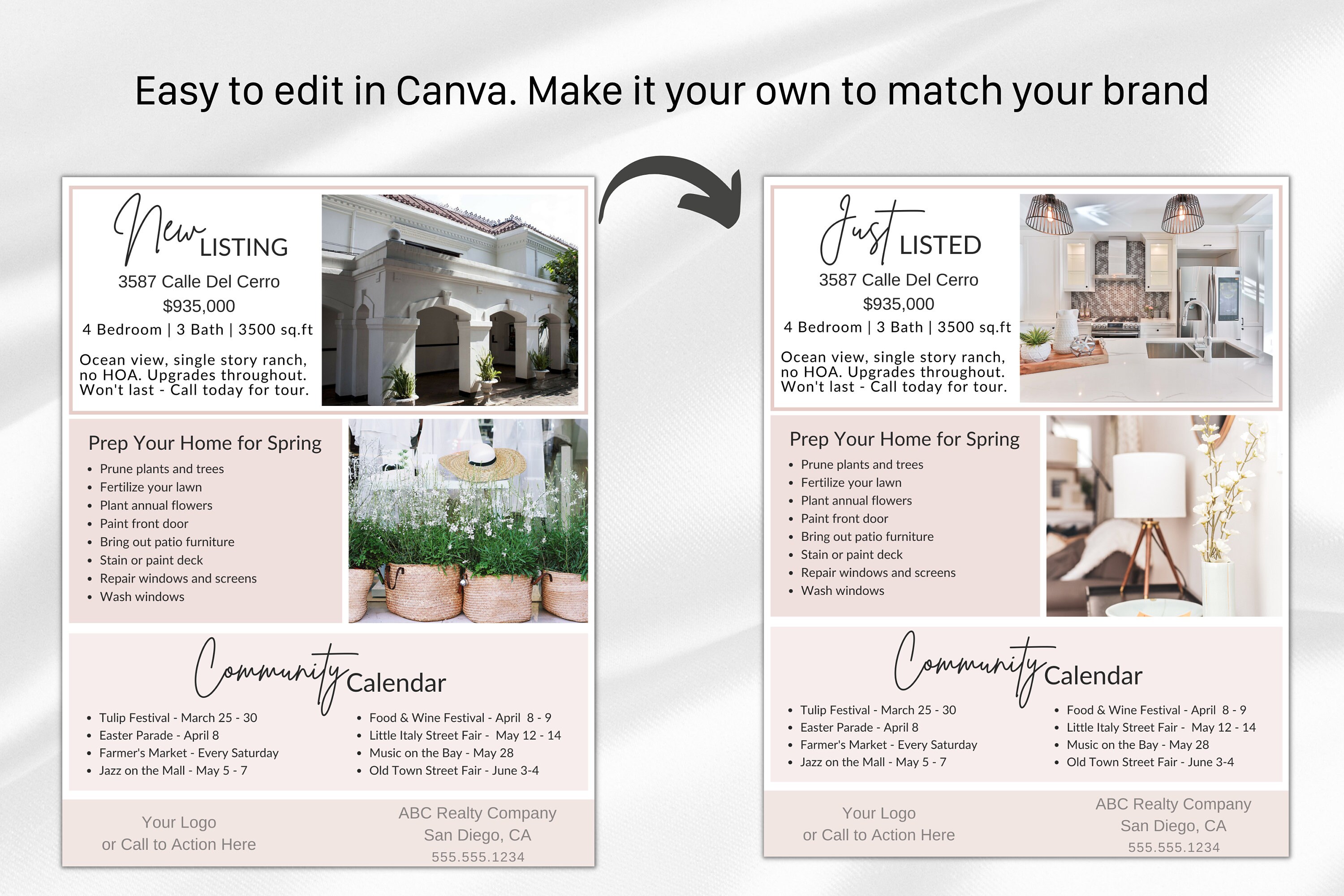 Real Estate Spring Newsletter Template, Realtor Newsletter, Real Estate ...