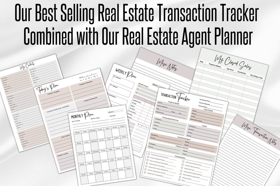 Real Estate Transaction Tracker & Real Estate Agent Planner, Closed ...