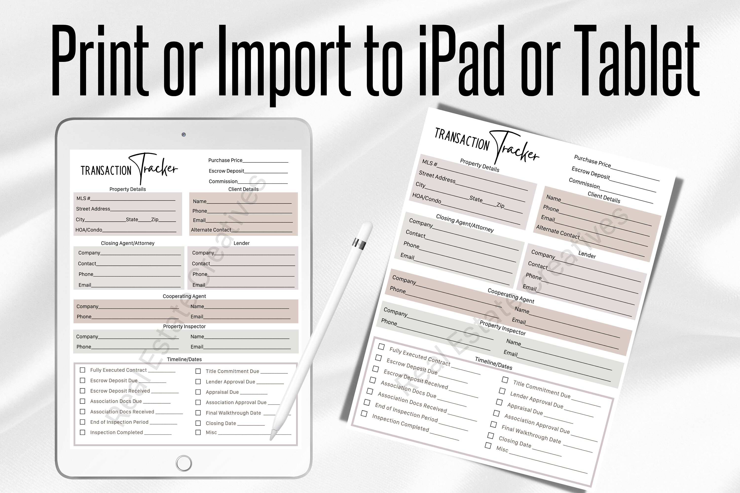 Real Estate Transaction Tracker & Real Estate Agent Planner, Closed ...