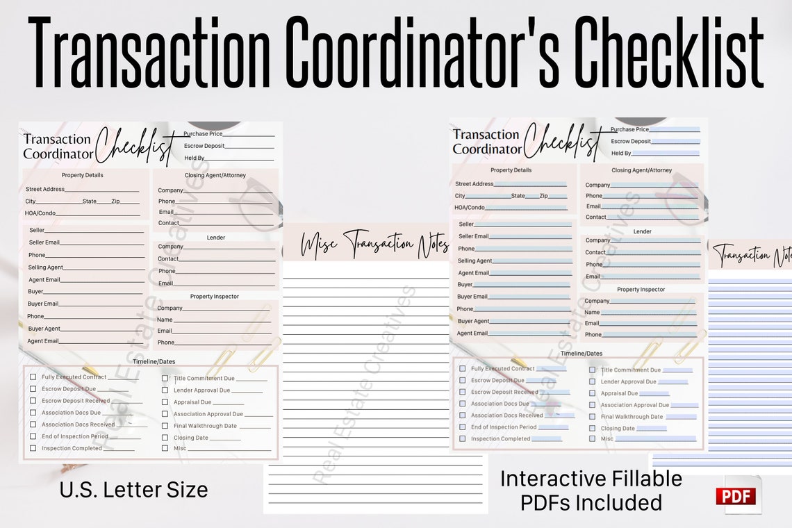 Real Estate Transaction Coordinator Tracking Sheet, Real Estate ...