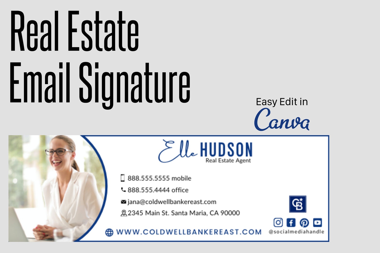 Real Estate Email Signature Template, Real Estate Agent Branding, Real ...