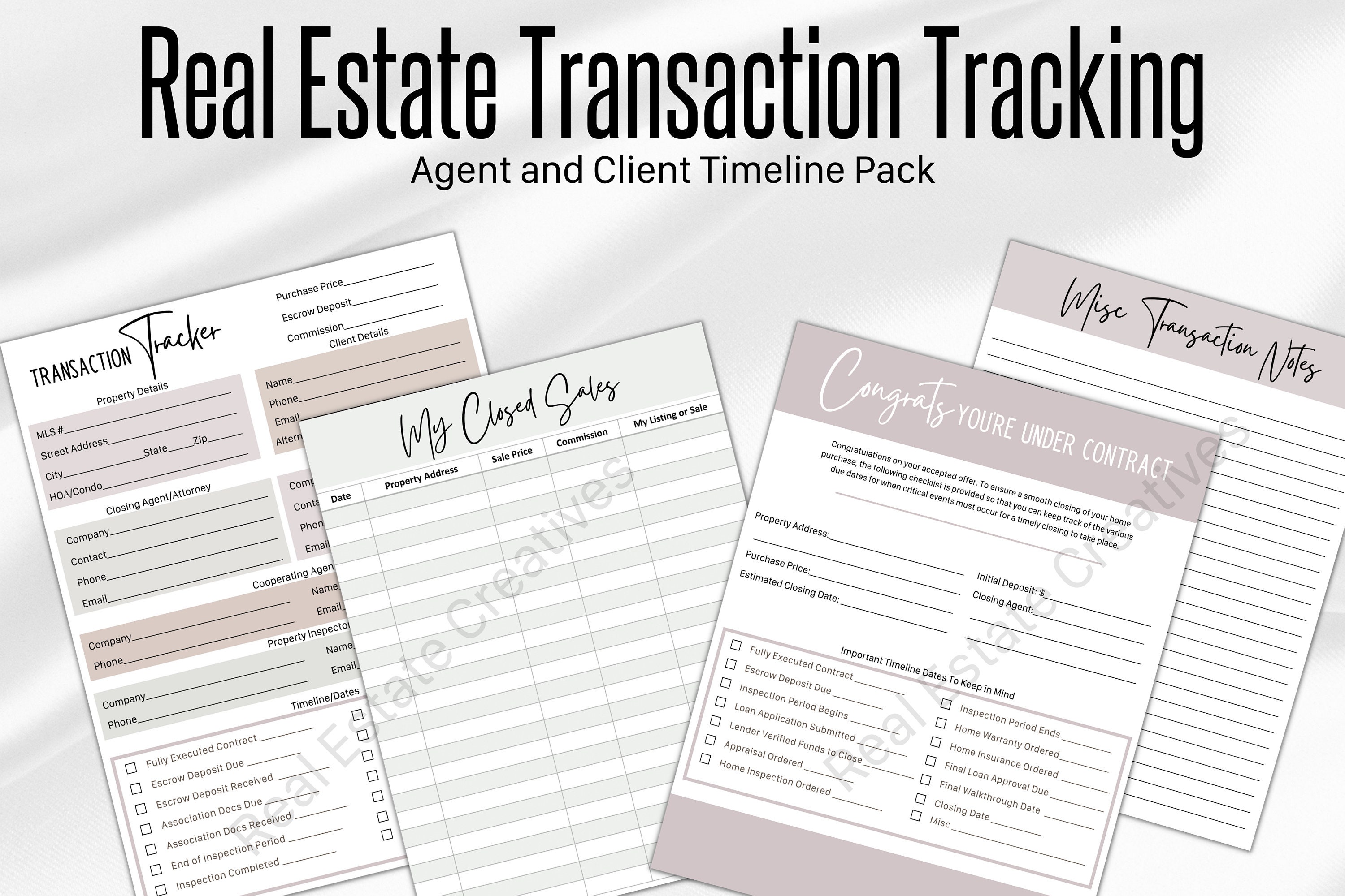Real Estate Transaction Timeline and Closed Sales Tracking Sheets ...