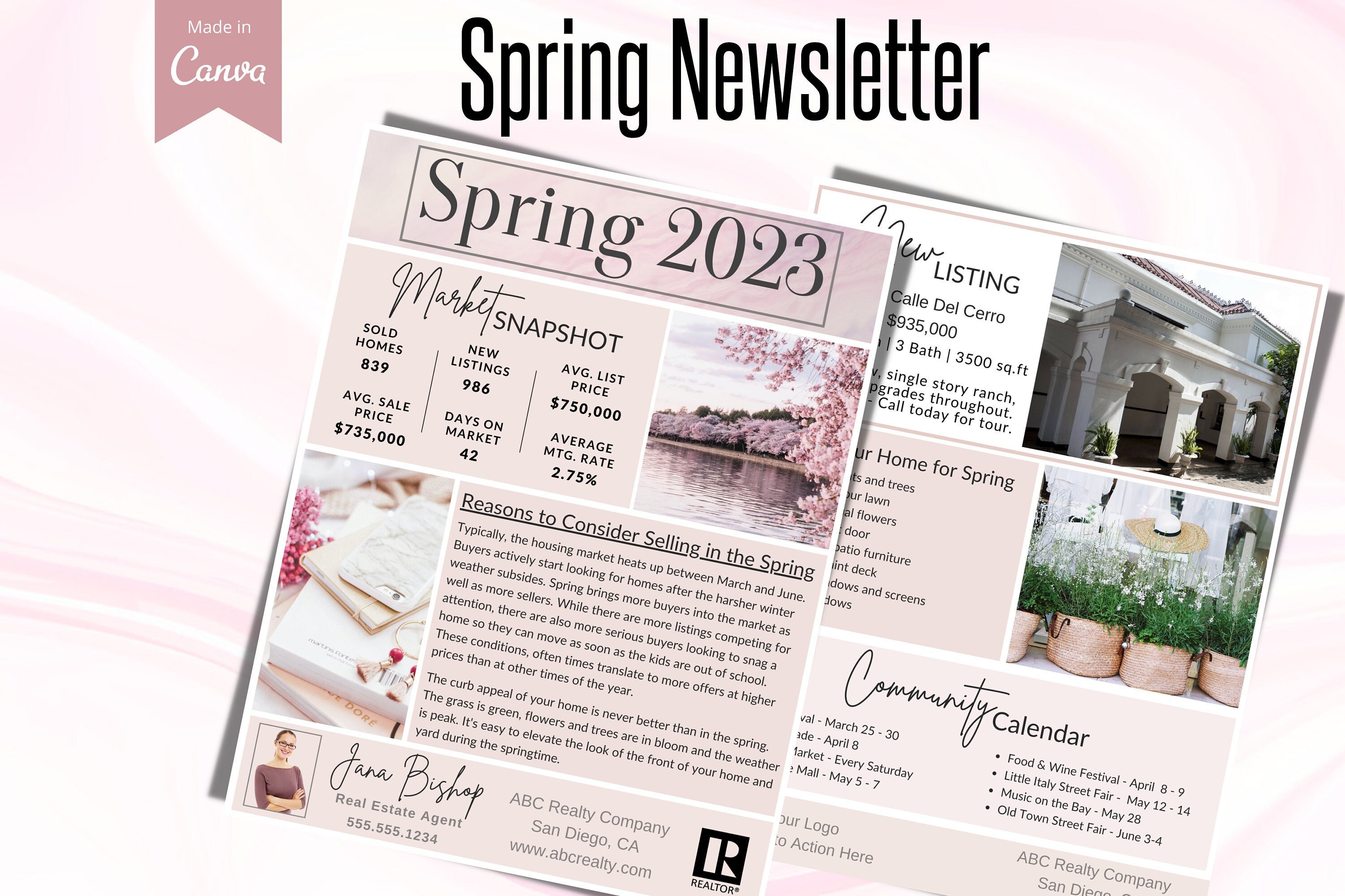 Real Estate Spring Newsletter Template, Realtor Newsletter, Real Estate ...