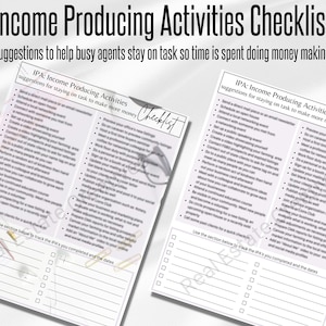 Real Estate Agent Checklist, Income Producing Activities Tracker ...