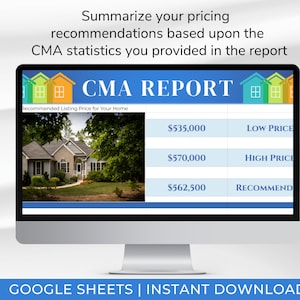 Real Estate CMA Spreadsheet, Comparative Market Analysis, Realtor CMA ...