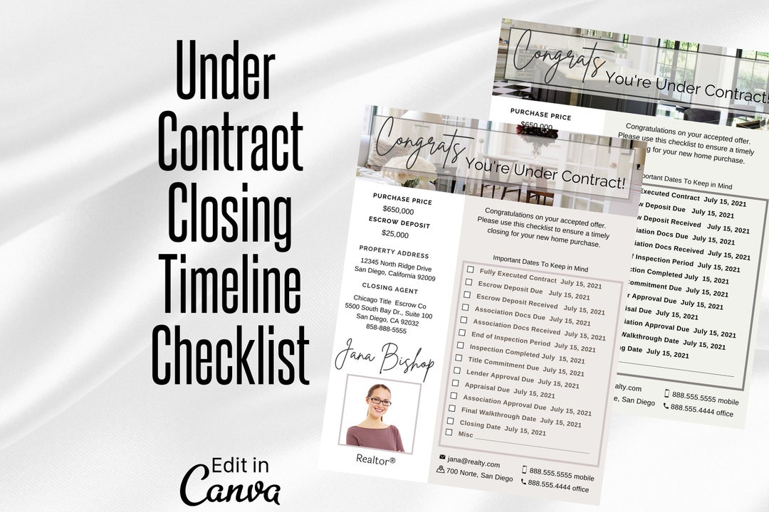 Real Estate Under Contract, Closing Checklist, Real Estate Closing ...
