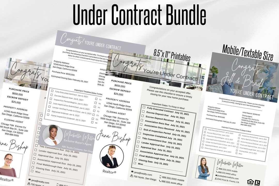 Real Estate Under Contract Bundle, Closing Checklist, Real Estate ...