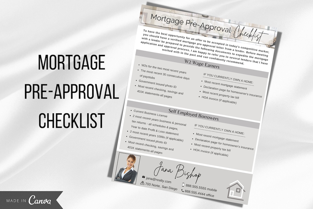 Mortgage Pre-approval Checklist Realtor Flyer Mortgage - Etsy