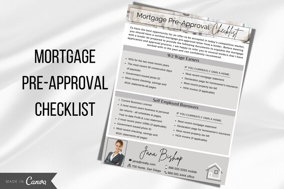 Mortgage Pre-approval Checklist Realtor Flyer Mortgage - Etsy