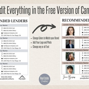 Real Estate Recommended Vendors Template, Trusted Lenders List, Realtor ...