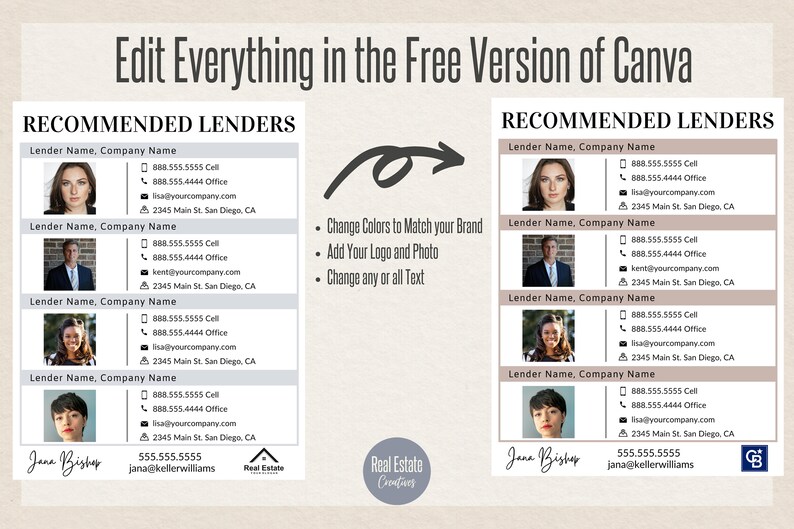 Real Estate Recommended Vendors Template, Trusted Lenders List, Realtor ...