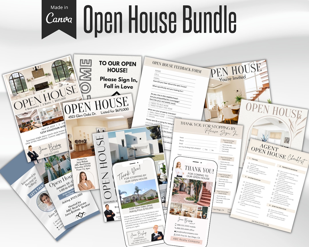 Real Estate Open House Bundle, Open House Flyer Real Estate Custom ...