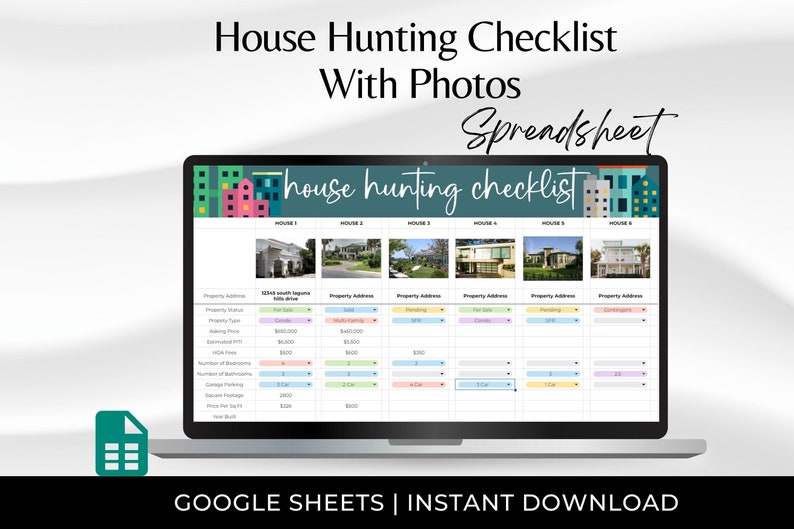House Hunting Checklist With Pics, House Hunting Schedule, Realtor Home ...
