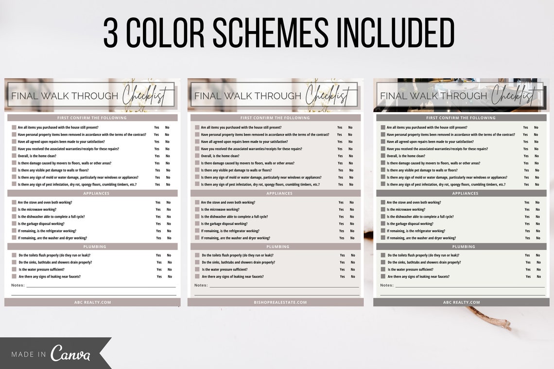 Final Walk Through Checklist Buyer's Agent Real Estate | Etsy