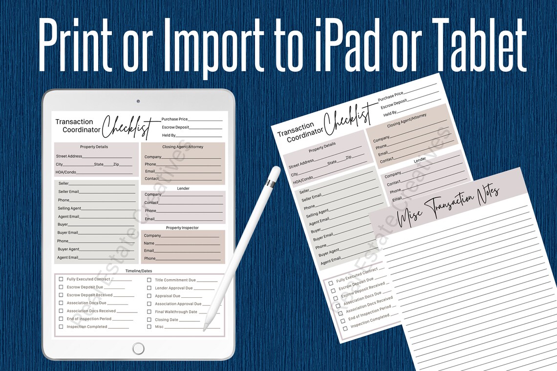 Transaction Coordinator Checklist, Transaction Coordinate Checklist ...