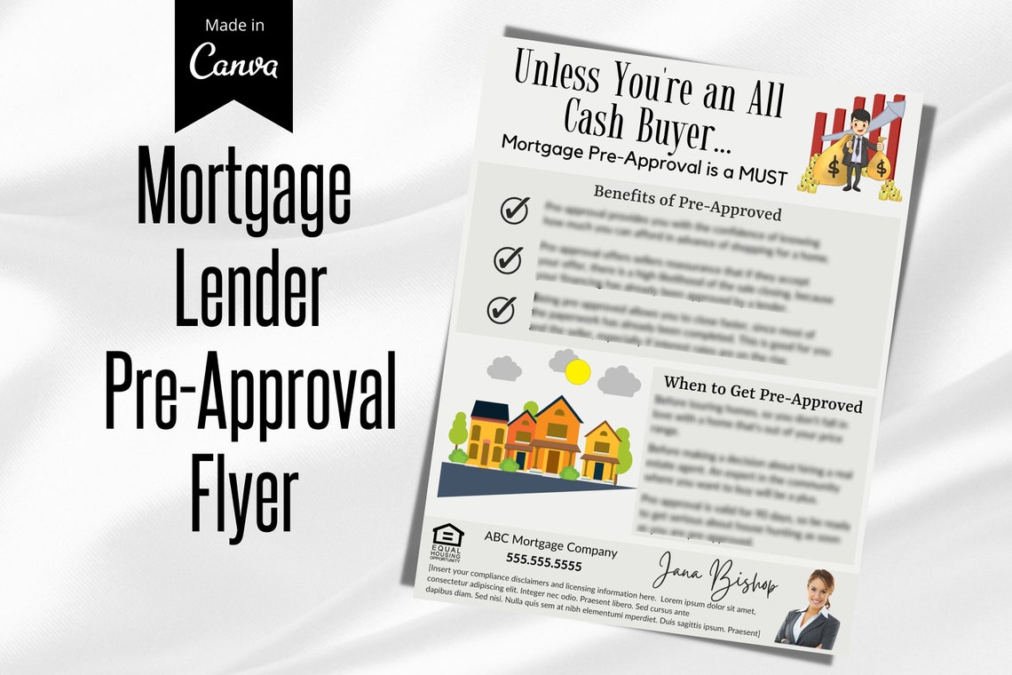 Mortgage Broker Pre-approval Flyer Mortgage Lender Template | Etsy