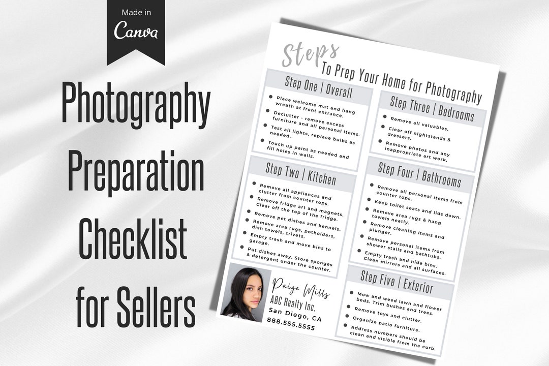 Real Estate Photography Checklist, Real Estate Staging Flyer, Real ...