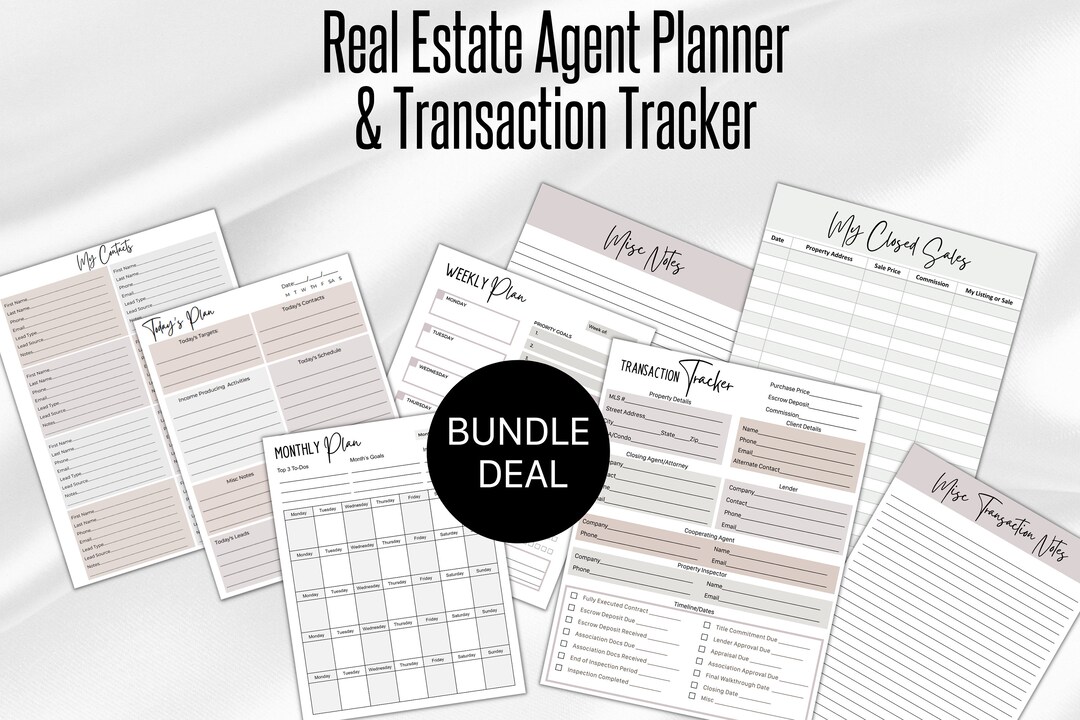 Real Estate Transaction Tracker & Real Estate Agent Planner, Closed ...