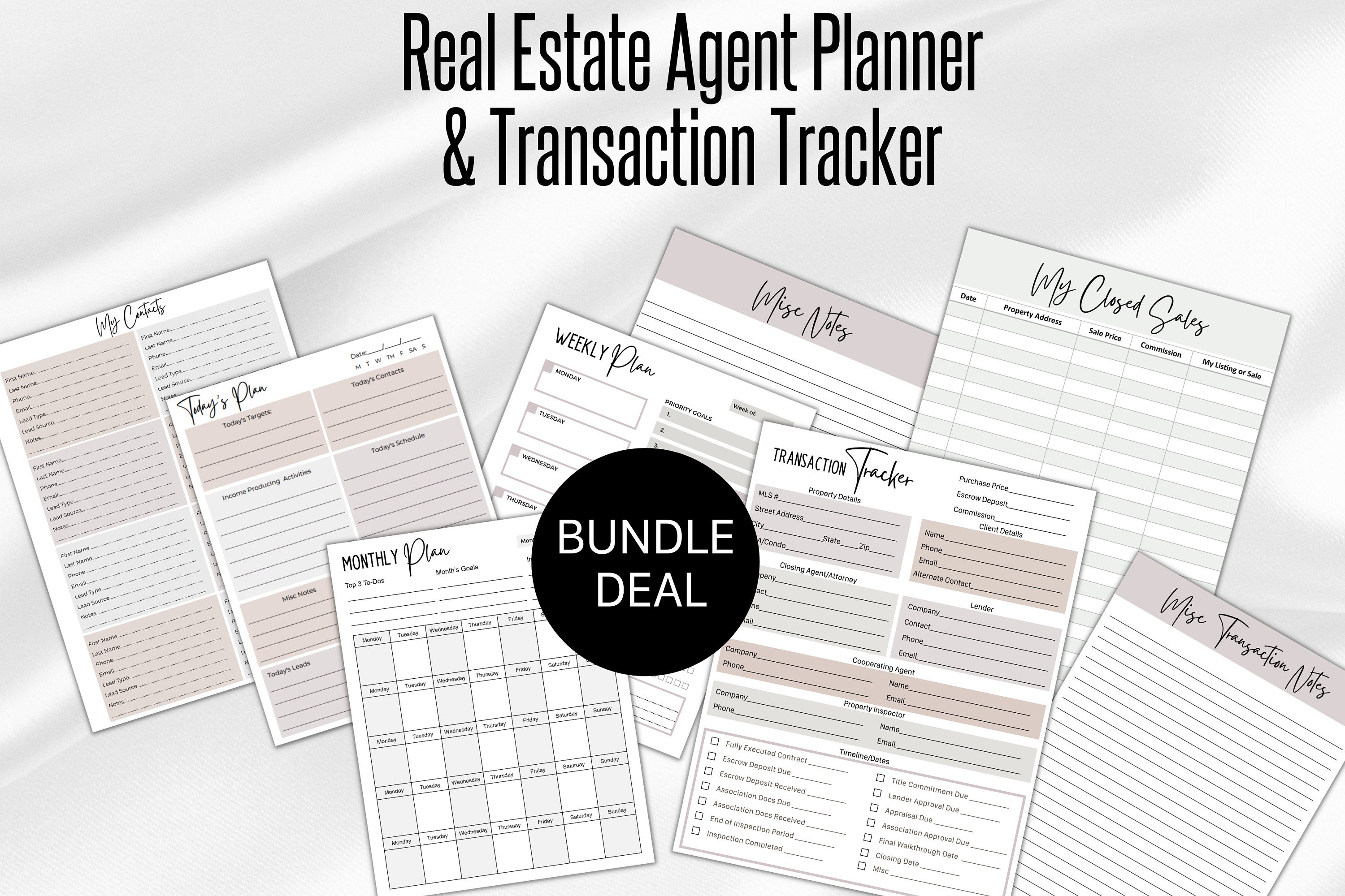 Real Estate Transaction Tracker & Real Estate Agent Planner, Closed ...