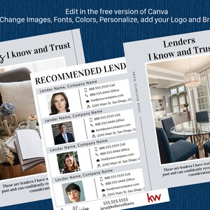 Real Estate Recommended Vendors Template, Trusted Lenders List, Realtor ...