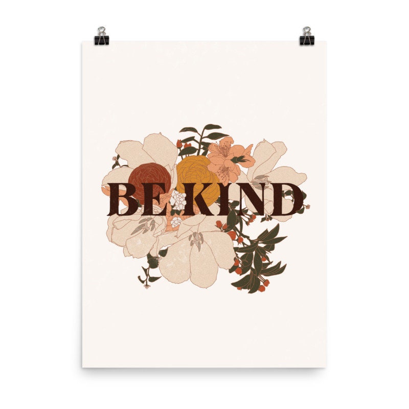 Be Kind Print in White - Etsy