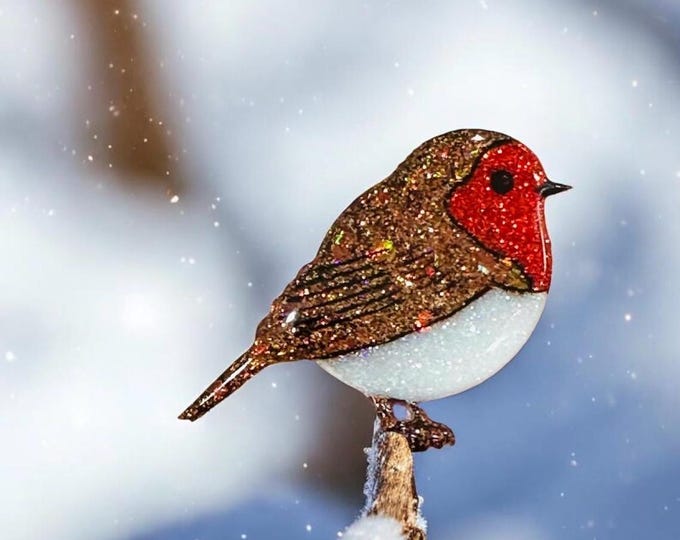 Handmade Robin Brooch - Etsy