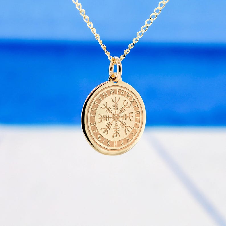 Helm of Awe Pendant: Viking Symbol in Solid 14k Gold - Personalized - Etsy