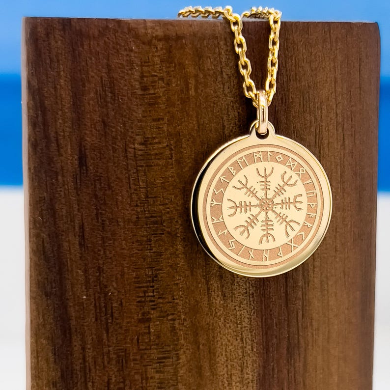 Helm of Awe Pendant: Viking Symbol in Solid 14k Gold - Personalized - Etsy