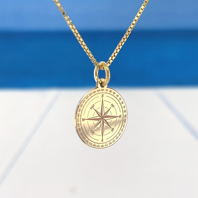 Gold Necklacecompass Necklace 14K Solid Gold Compass - Etsy