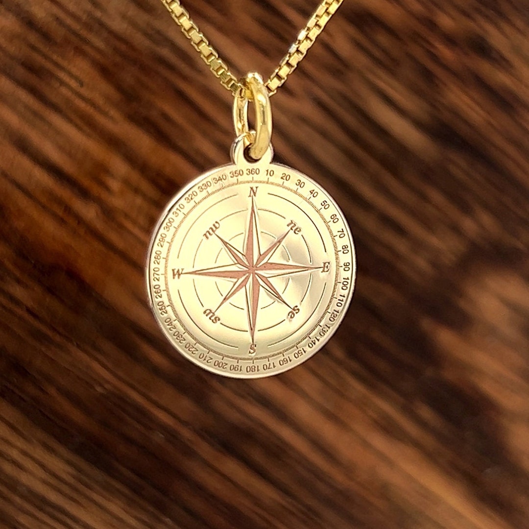 Gold Necklace,compass Necklace 14K Solid Gold, Compass Jewelry, Compass ...