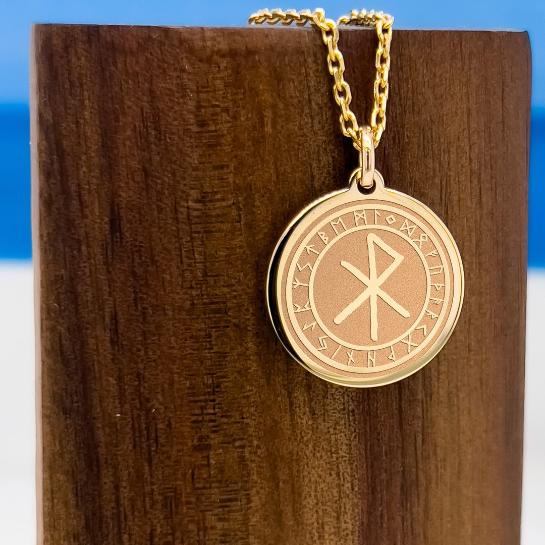 14k Solid Gold Love Viking Rune Pendant, Viking Necklace,love Gift ...