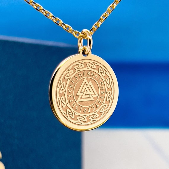 14k Solid Gold Celtic Valknut Norse Necklace Viking Pendant - Etsy