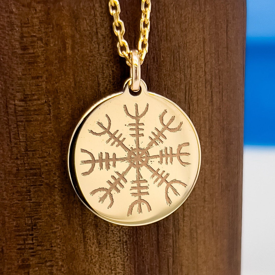 14K Gold Gold Pagan Compass Pendant,gold Viking Compass Pendant ...